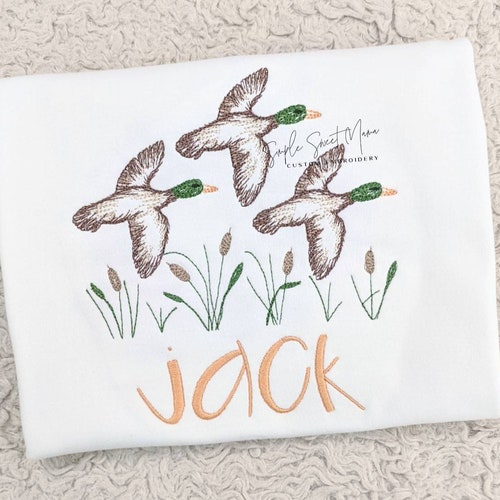 Flying Duck Trio Monogrammed Embroidery - Etsy