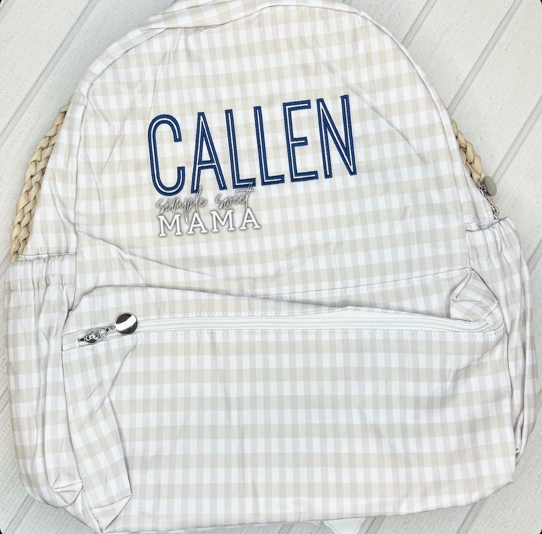 Embroidered Wipeable Nylon Gingham Backpack - Etsy