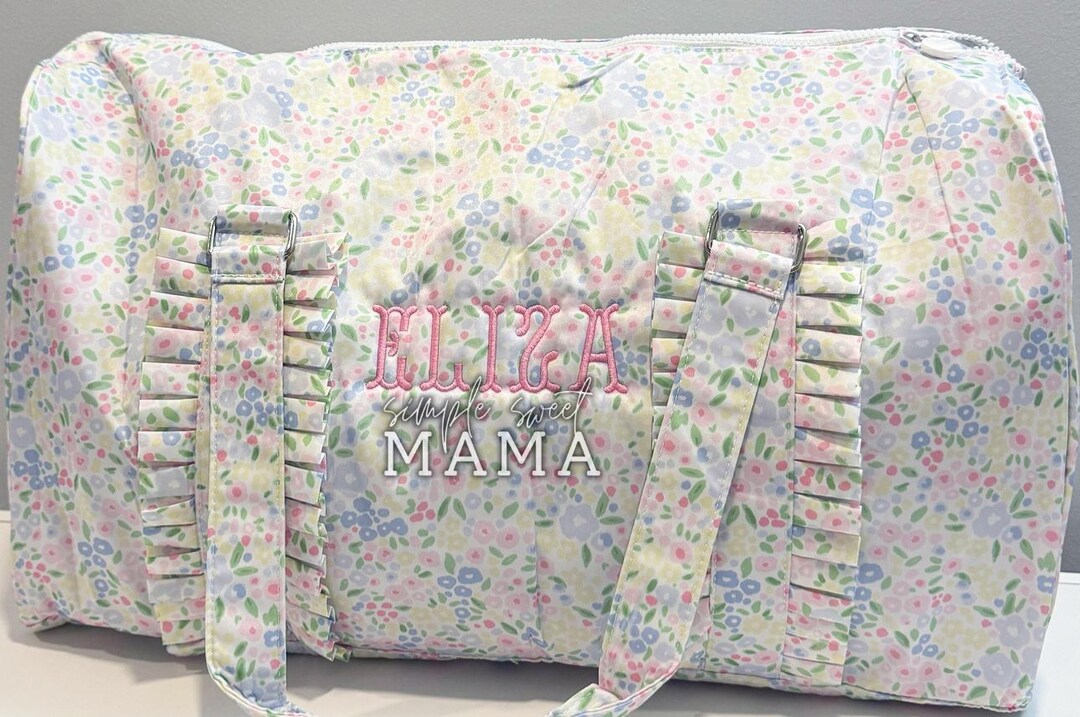 Personalized Floral Duffle Bag: Embroidered Ruffle Travel Bag - Etsy
