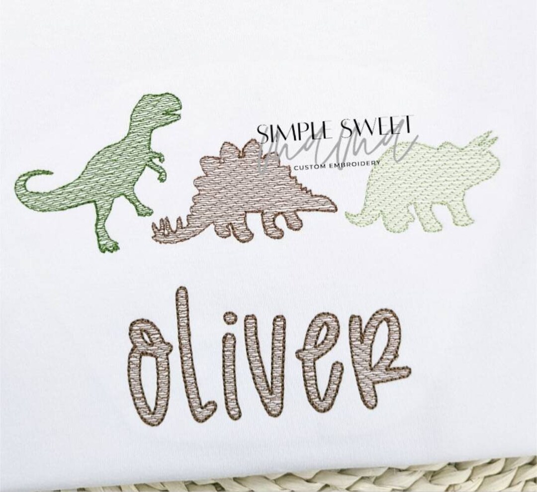 Dinosaur Trio Monogrammed Embroidery T-shirt/bubble/romper - Etsy
