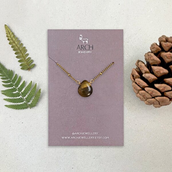 Rose Gold Tigers Eye Necklace - Etsy