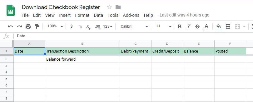 Checkbook Register Spreadsheet for Google Sheets or Excel - Etsy