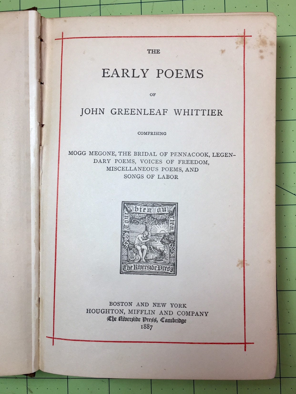 The Early Poems of John Greenleaf Whittier /1887/gilt pages/leather ...