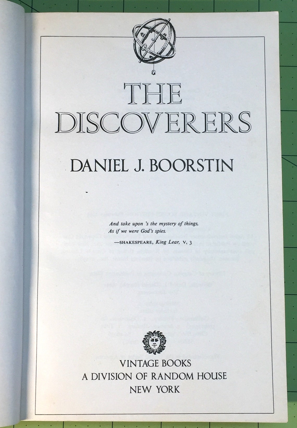 The Discoverers by Daniel J. Boorstin First Vintage Books | Etsy