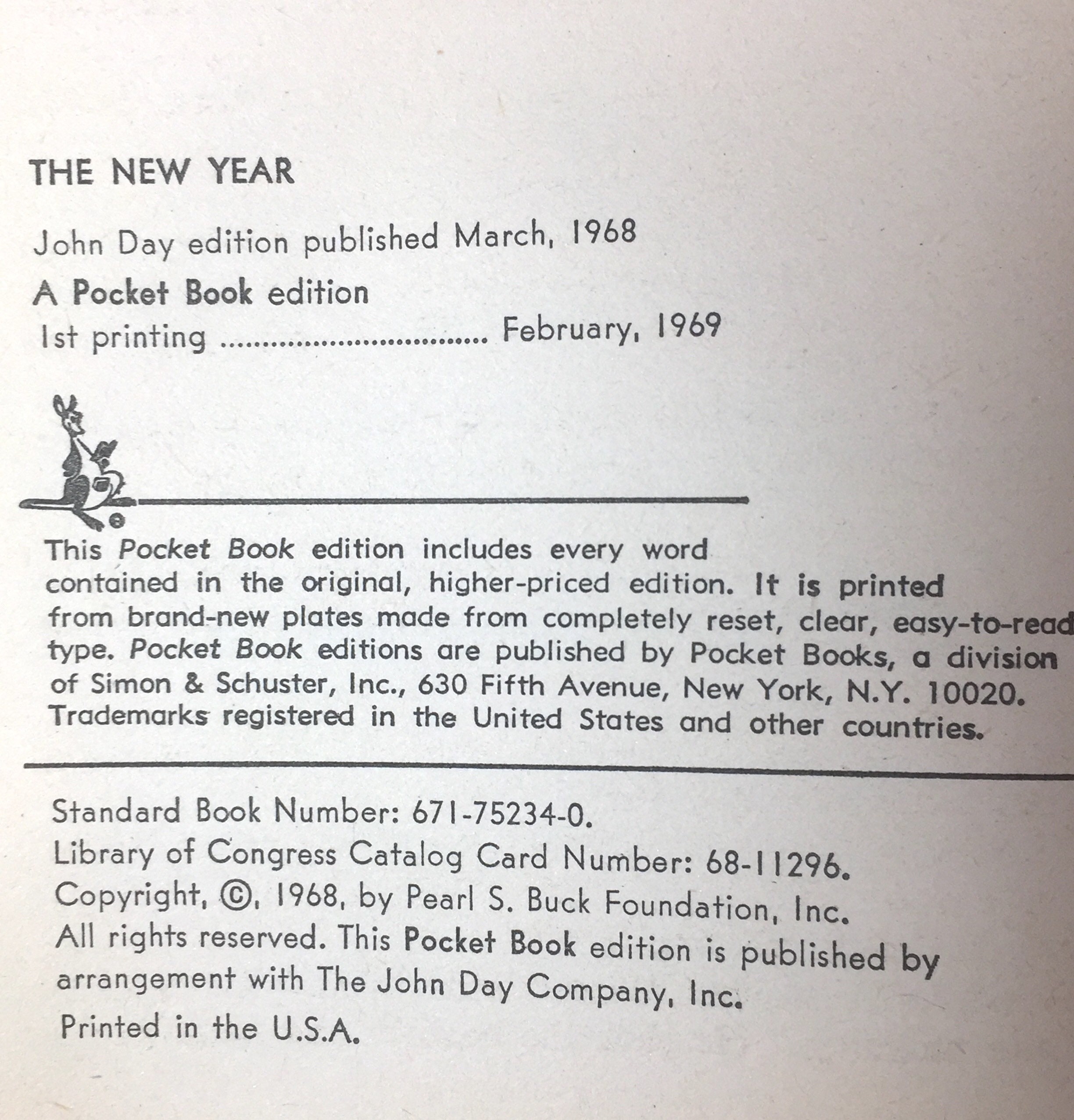 The New Year by Pearl S. Buck - first Pocket Book edition published ...