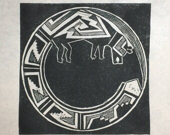 Wolf Block Print - Etsy