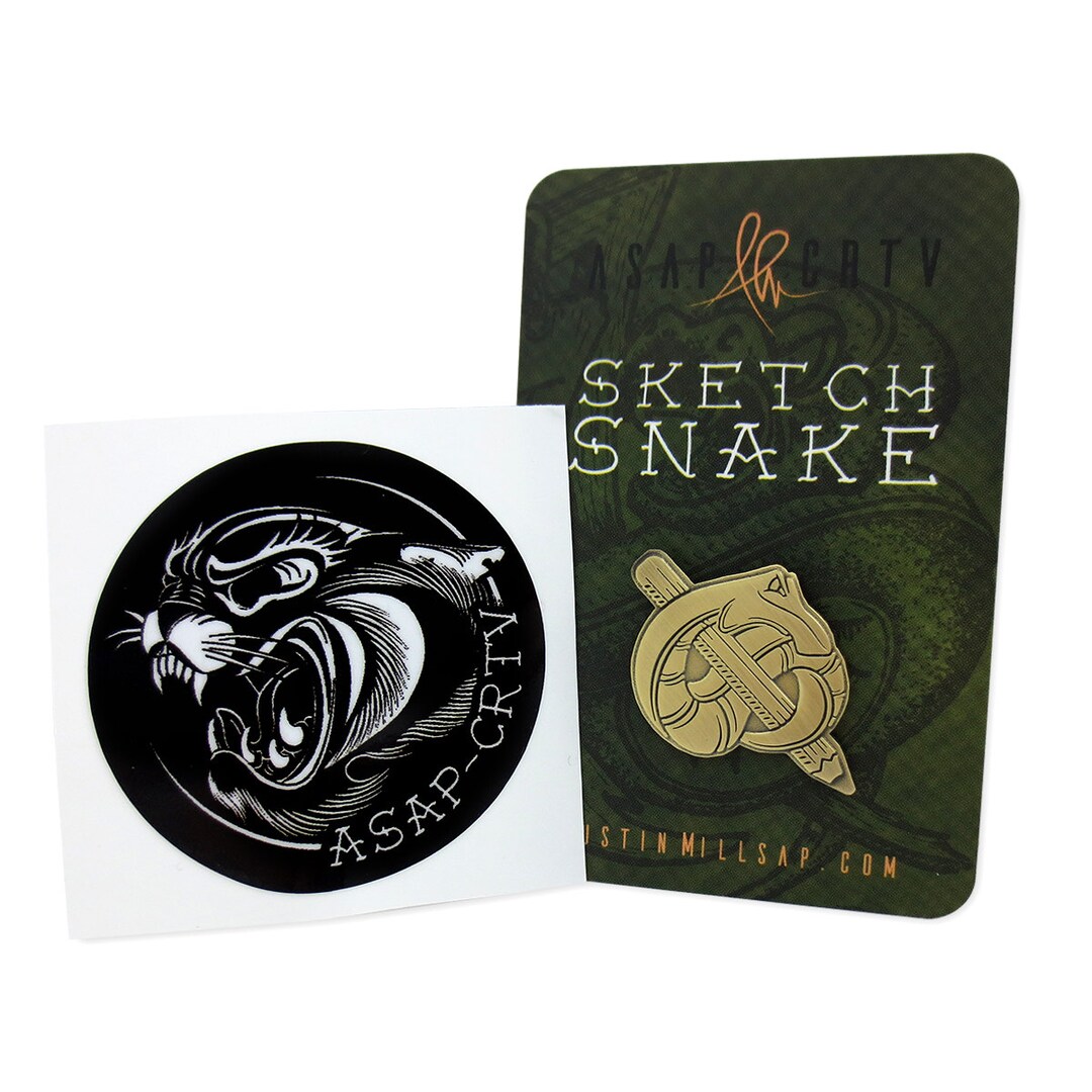 Sketch Snake Enamel Pin / Sticker Combo - Etsy