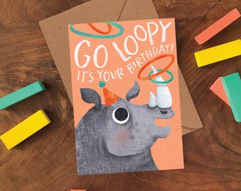 Rhinoceros Birthday Card - Etsy