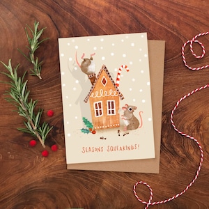 Pack of 8 Mouse Christmas Cards, Multipack of Mice Holiday Greeting ...
