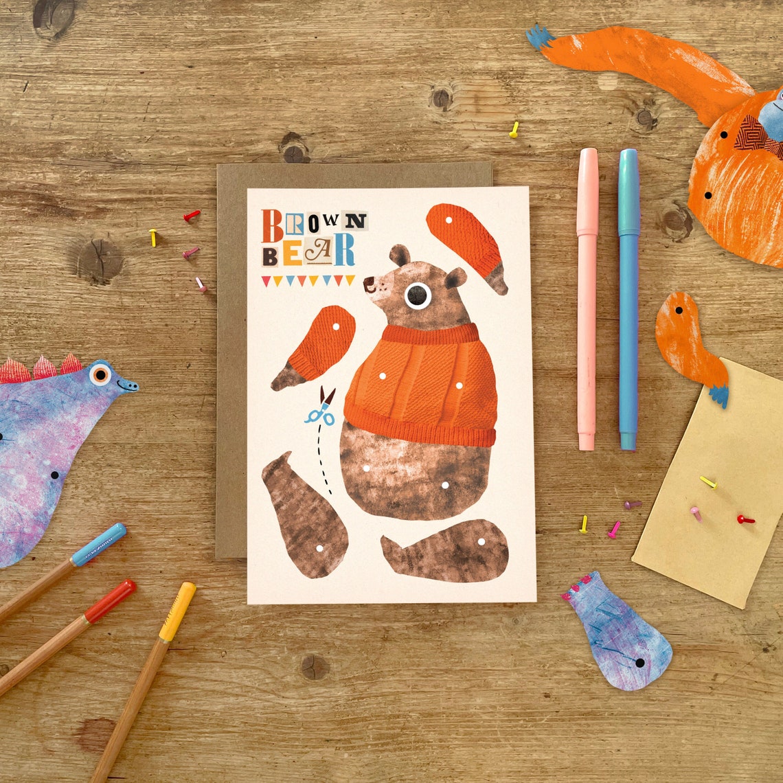 Bear Split Pin Puppet Card | A5 Animal Themed Cut-out Activity for Kids ...