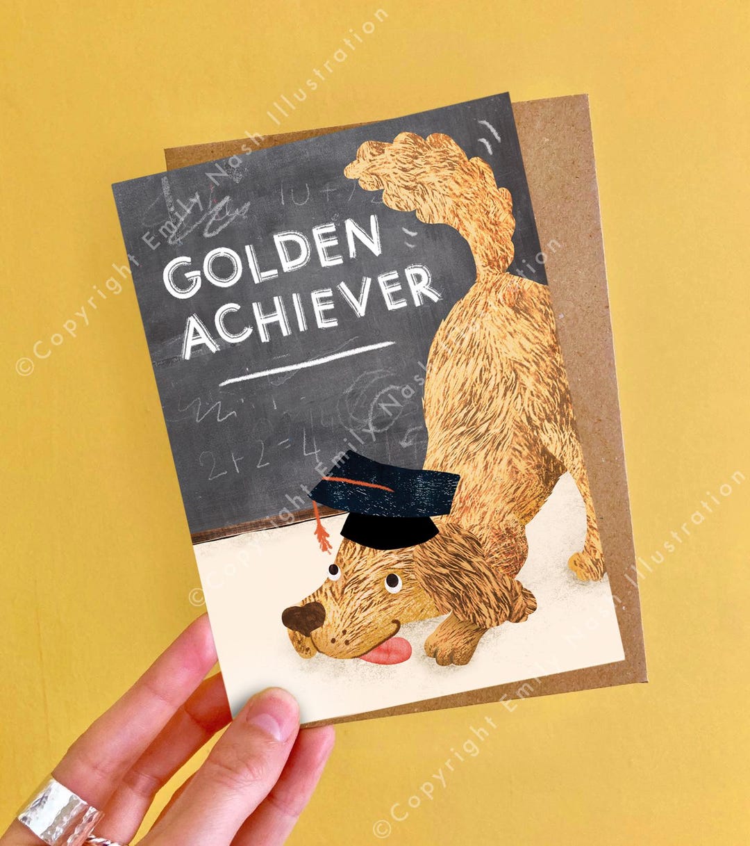 Golden Achiever Greeting Card / Funny Dog Graduation Card / Cute Golden ...