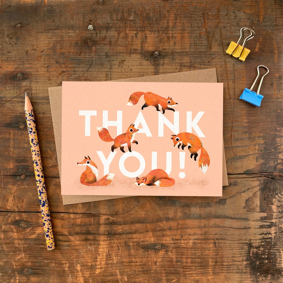 Fox Thank You A6 Card / Illustrated Animal Greetings Card / Thank You ...