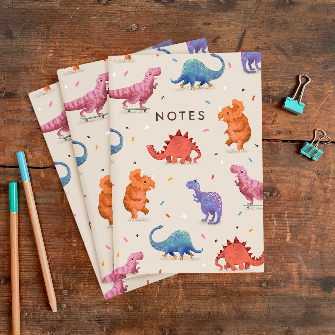 A5 Dinosaur Notebook / Recycled Plain Notepad for Notes and Drawing ...