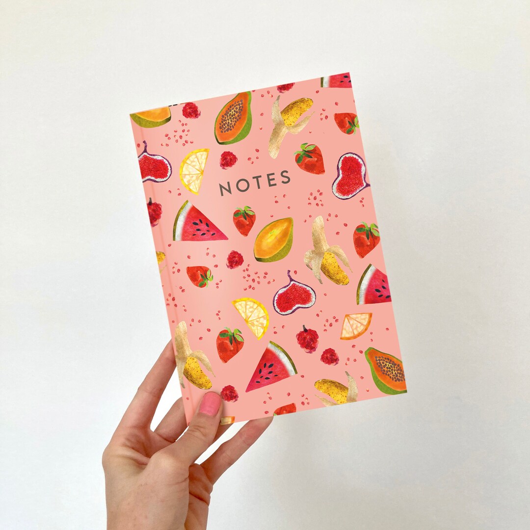 A5 Fruit Notebook: Recycled Paper Plain Journal - Tutti Frutti Themed ...