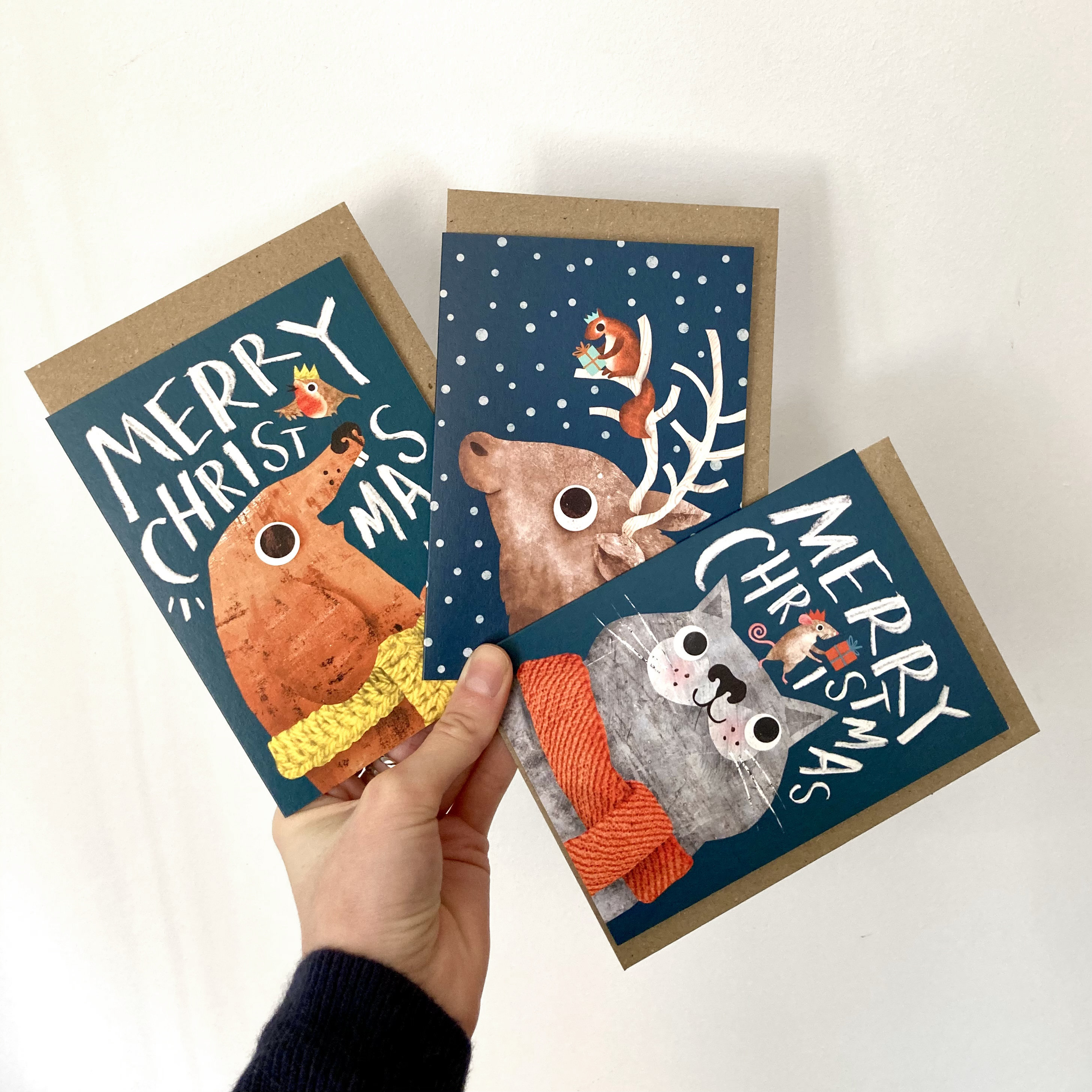 Pack of 12 Animal Christmas Cards Multipack of Cat Dog | Etsy