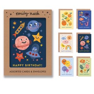 Bundle of Six Funny Faces Birthday Cards / Pack of Kids or Adults Cards ...