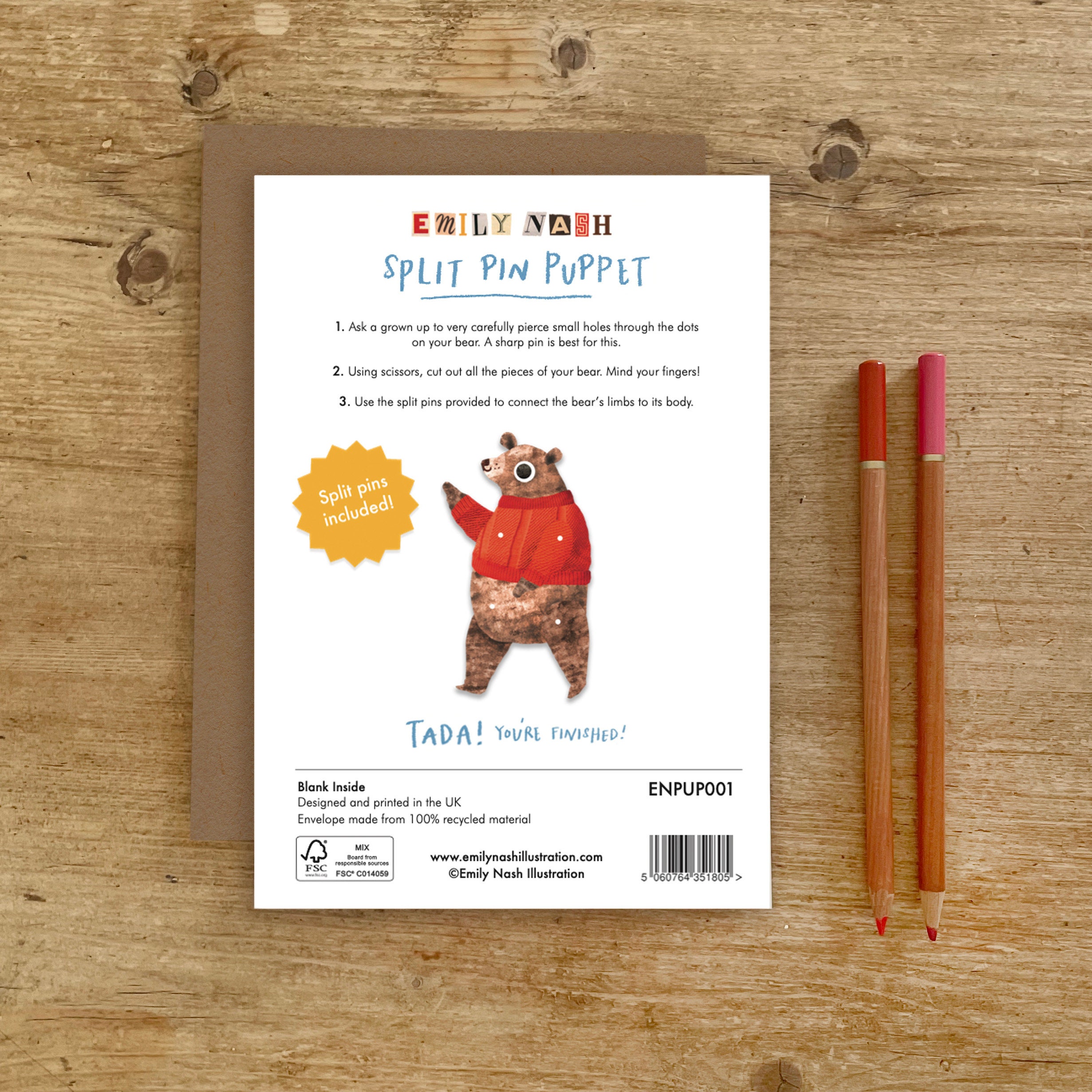 Bear Split Pin Puppet Card | A5 Animal Themed Cut-out Activity for Kids ...
