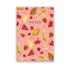 A5 Fruit Notebook: Recycled Paper Plain Journal - Tutti Frutti Themed ...