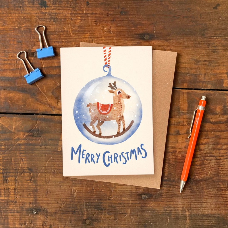 Snow Globe Christmas Card Pack | Illustrated Holiday Multipack of 8 ...