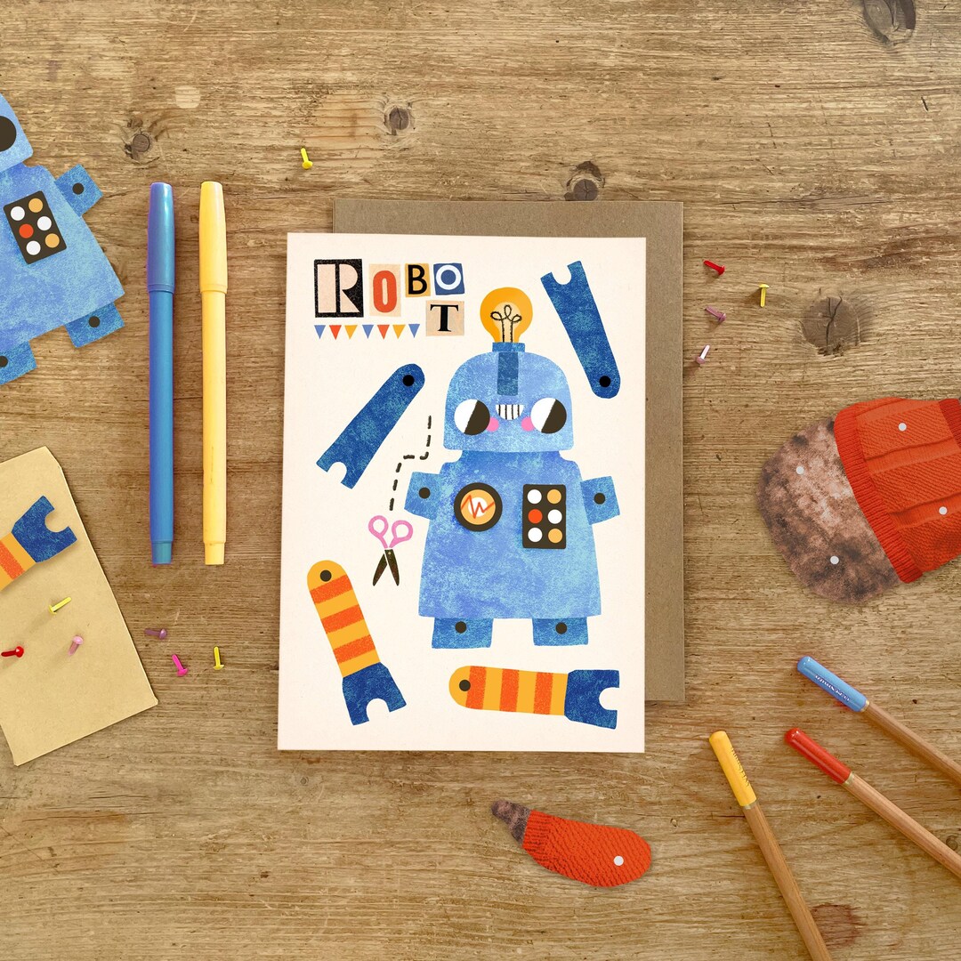 Robot Birthday Card | Split Pin Puppet Craft Kit Activity, Plastic Free ...