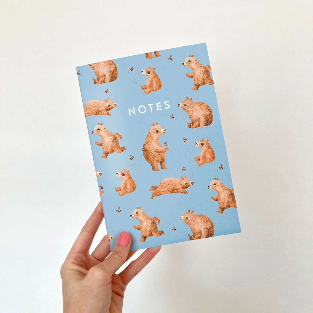 A5 Bear Notebook / Recycled Illustrated Plain Notepad / Notebook With ...