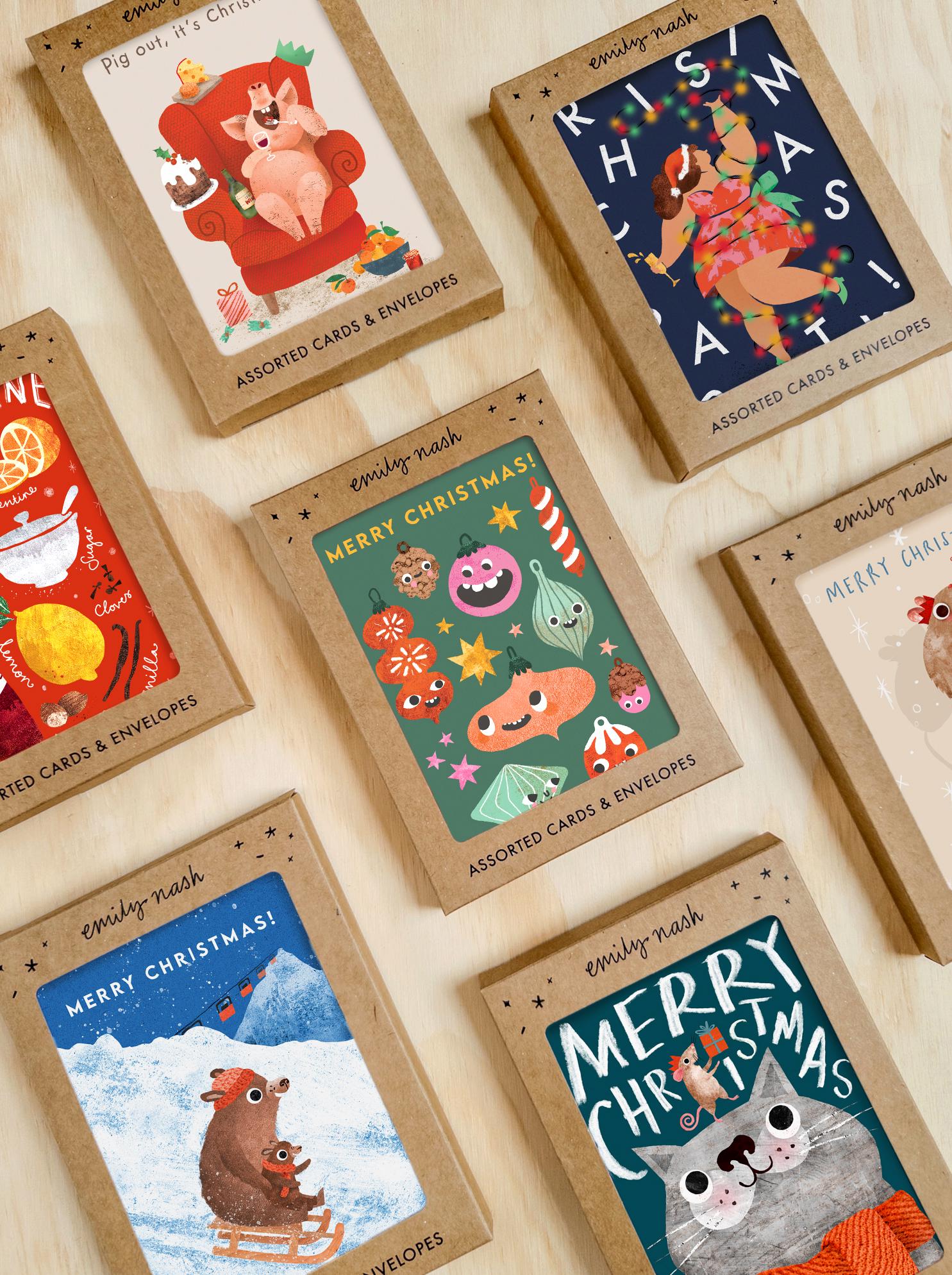 Pack of 8 Christmas Dance Cards / Multipack of Illustrated Party ...