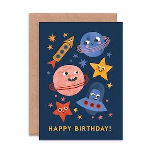 Space Faces Birthday Greeting Card / A6 Card Kid's or Adult's Space ...
