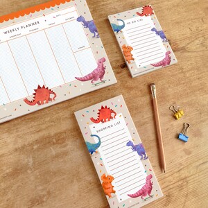 Dinosaur Weekly Planner Notepad, Colorful Dino Illustration A4 Desk ...