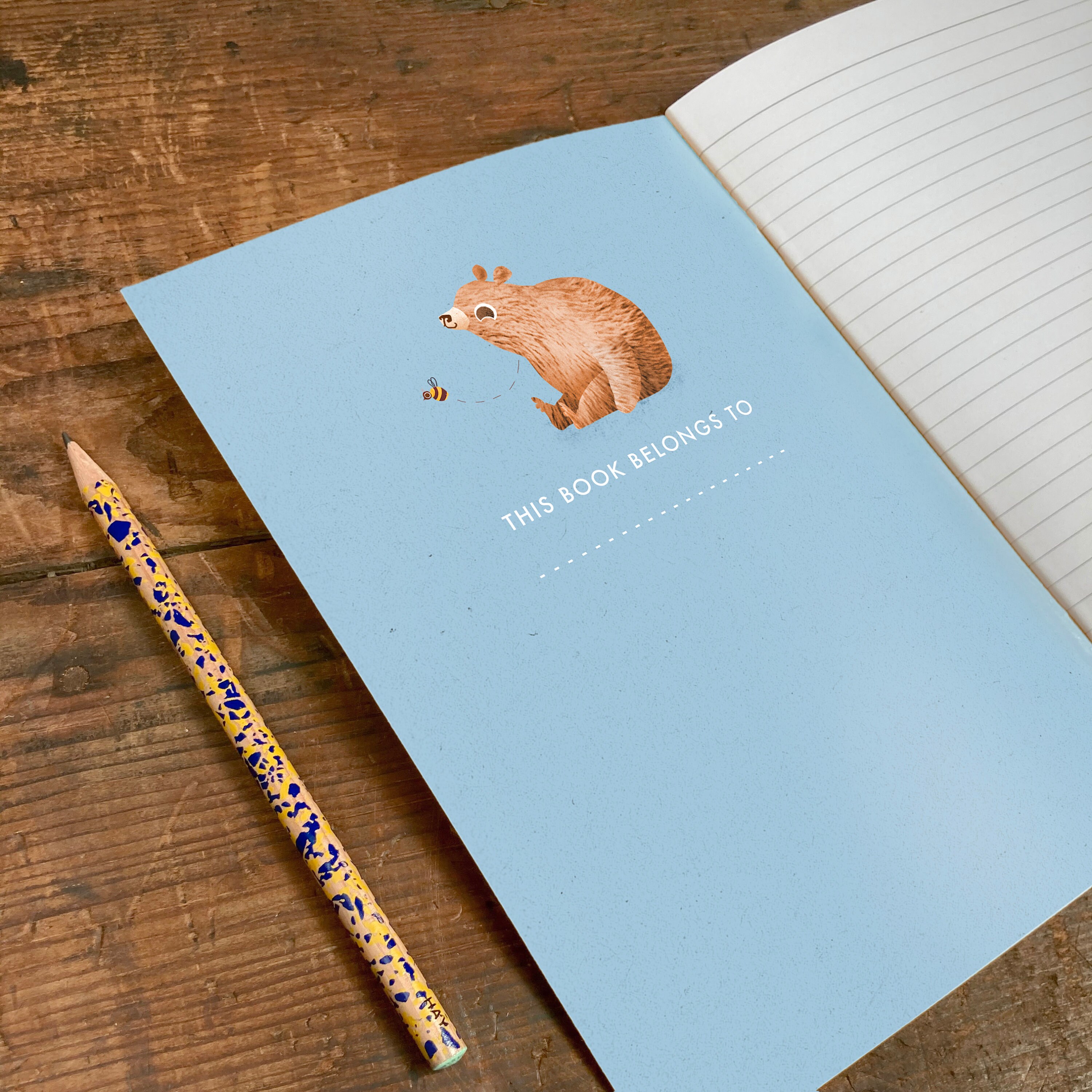 A5 Bear Notebook / Recycled Illustrated Lined Notepad / | Etsy