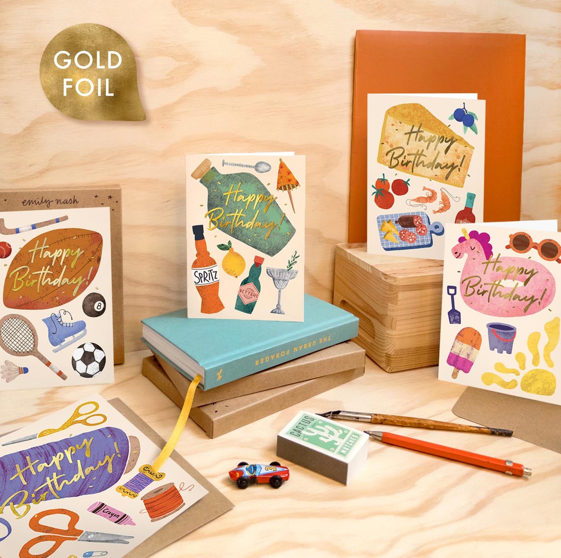 Gold Foiled Sports Themed Birthday Card: A6 Illustrated Card - Etsy