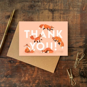 Fox Thank You A6 Card / Illustrated Animal Greetings Card / Thank You ...