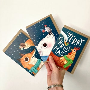 Pack of 12 Animal Christmas Cards Multipack of Cat Dog | Etsy