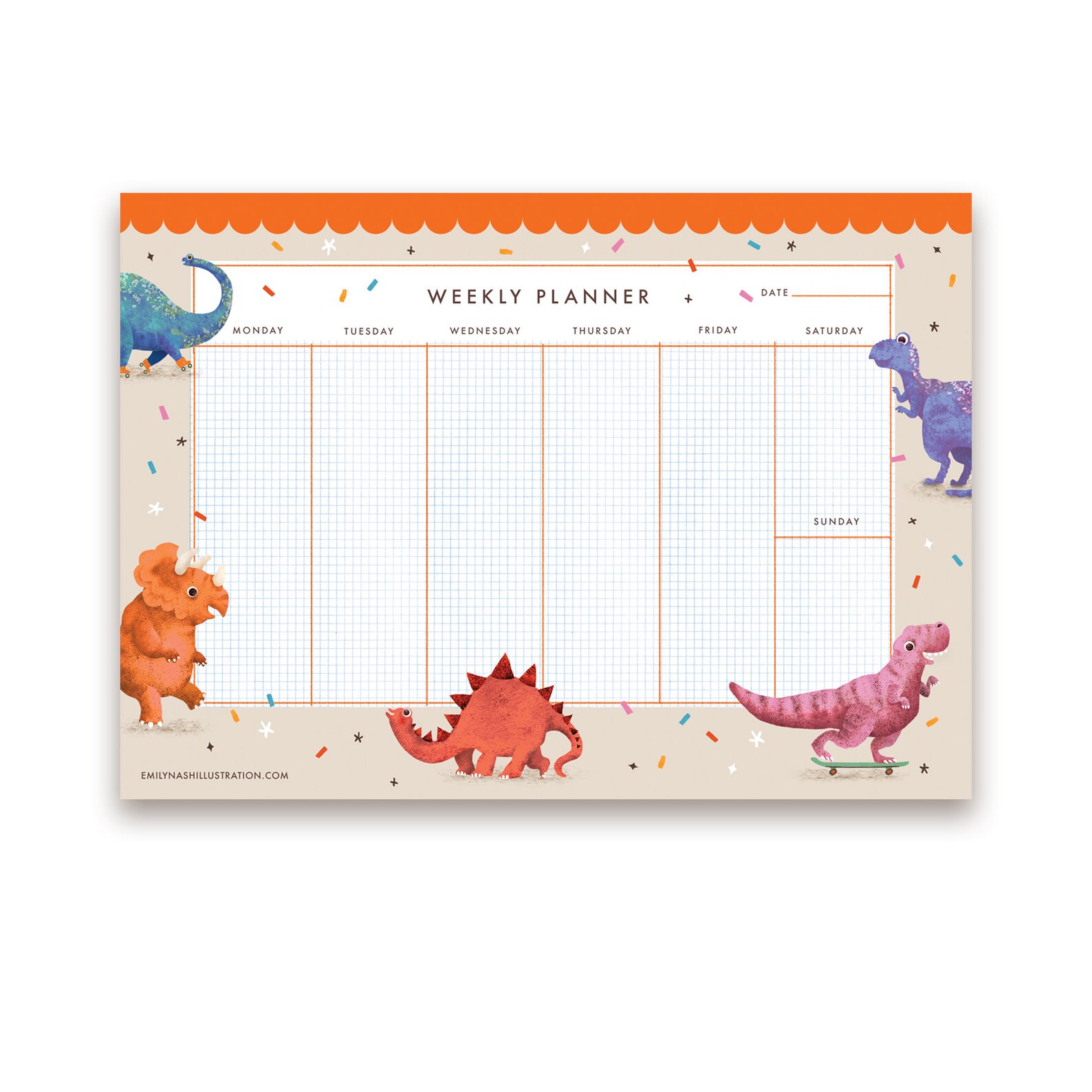 Dinosaur Weekly Planner Notepad, Colorful Dino Illustration A4 Desk ...