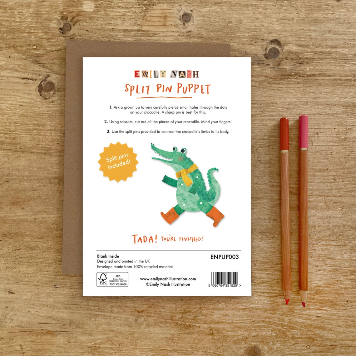 Crocodile Split Pin Puppet Card | A5 Animal Themed Cut-out Activity for ...