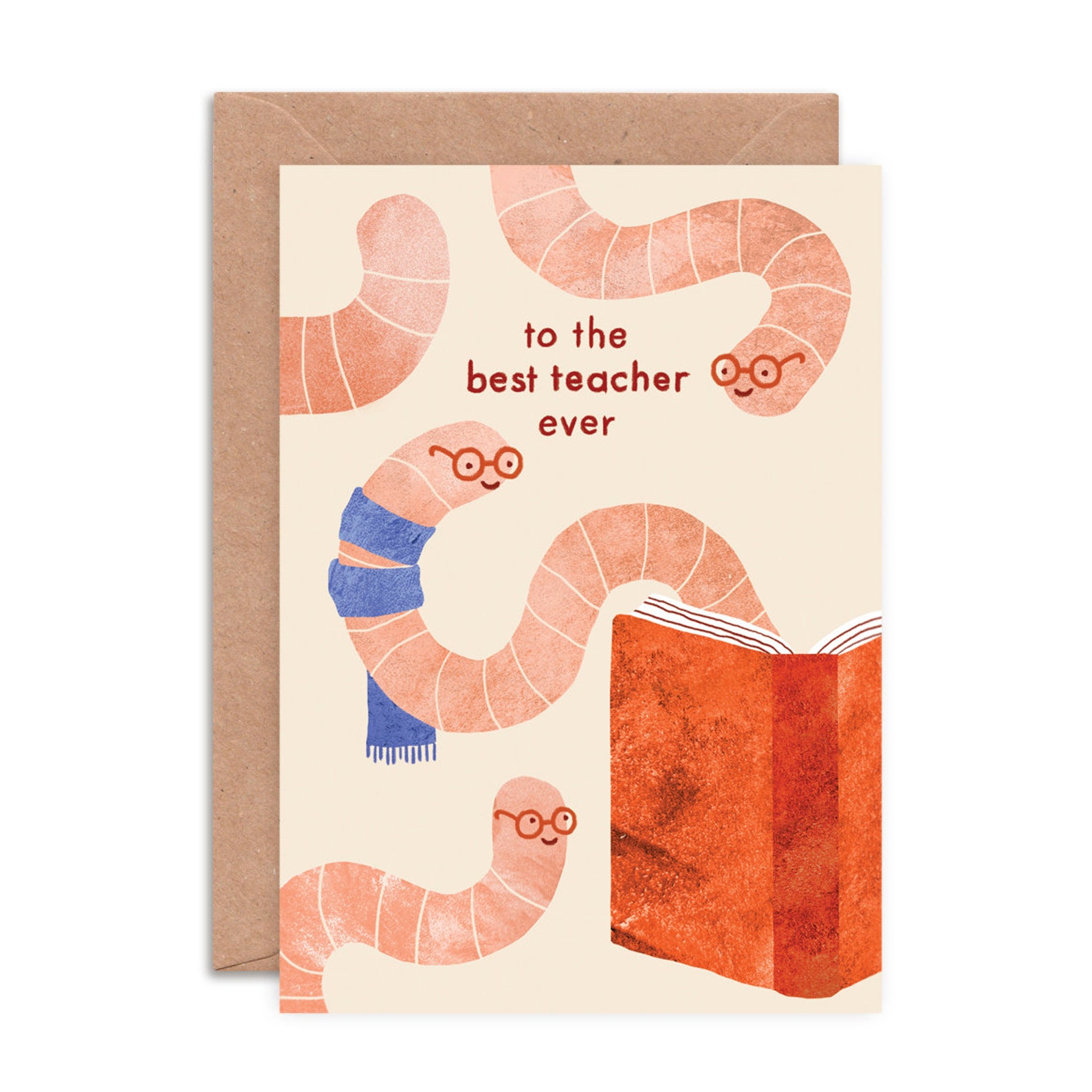 Book Worms Teacher Thank You Card, Recycled Kraft Envelope - Etsy