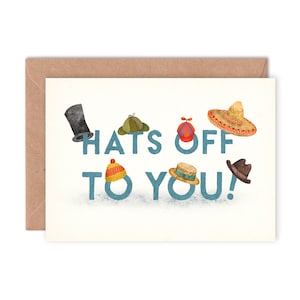 Hat's off to You Card, Congratulations Typography Greetings Card ...