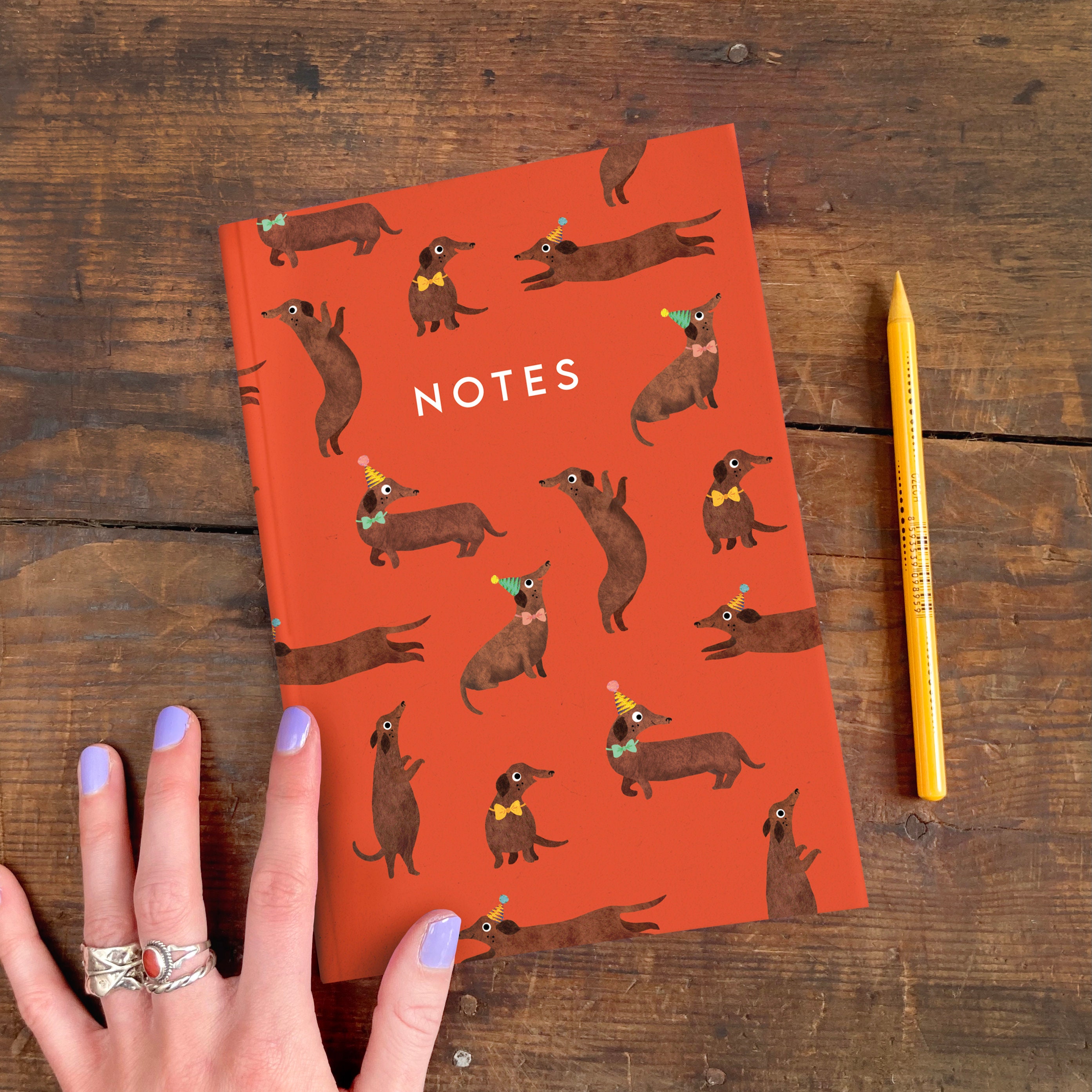 A5 Sausage Dog Notebook / Recycled Illustrated Plain Notepad / Journal ...