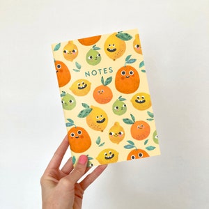 A5 Lemon Faces Notebook / Plain Recycled Notepad / Illustrated Journal ...