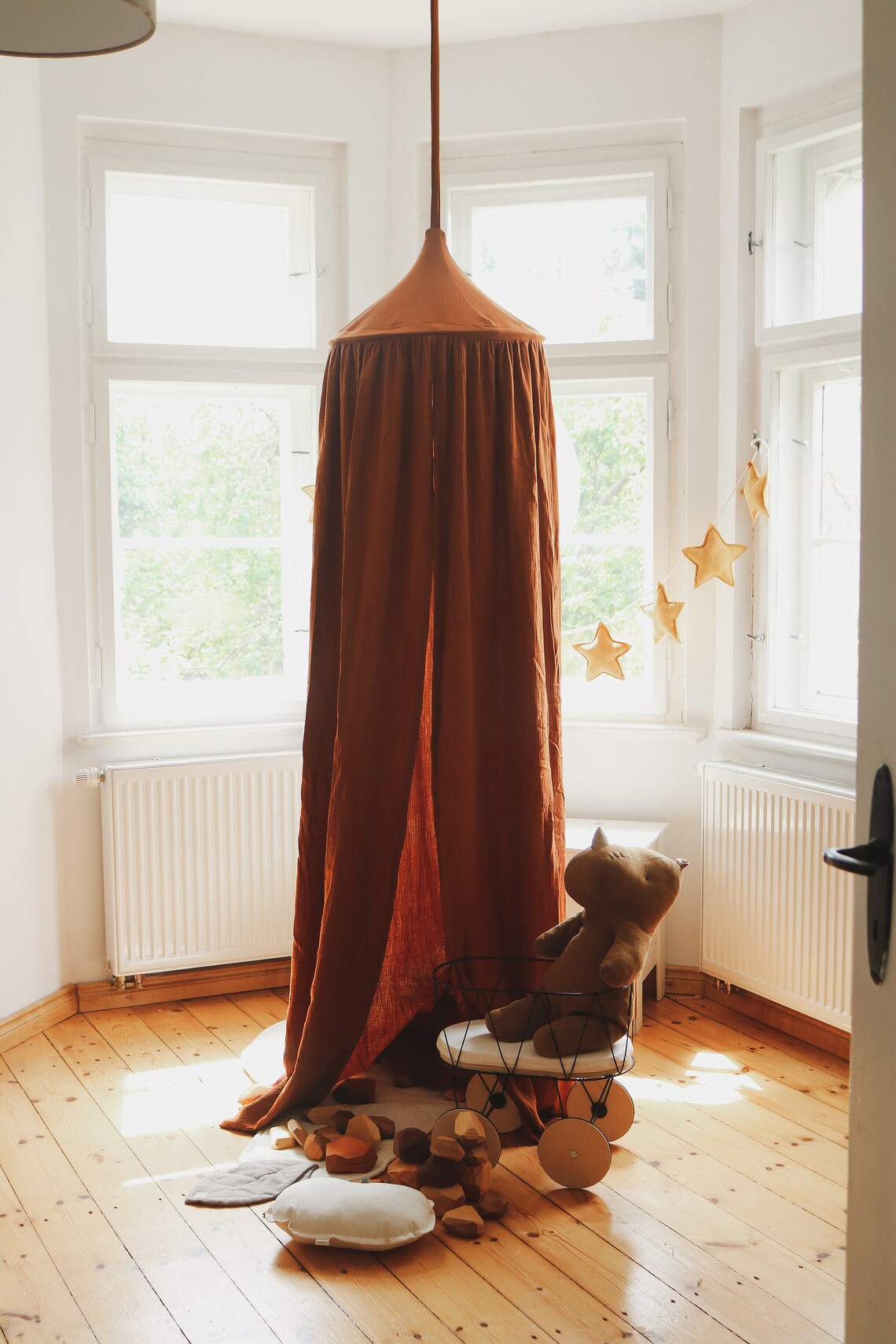 Dark karmel muslin canopy crib Canopy Organic Bed Canopy | Etsy