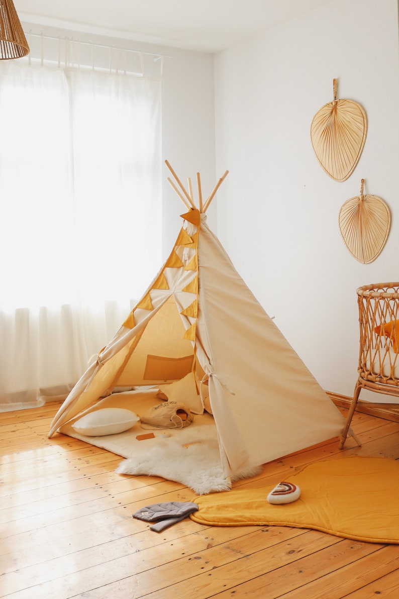 XXL Tipi mit Matte // Beige Kinder Tipi Zelt // Eco Tipi // - Etsy.de