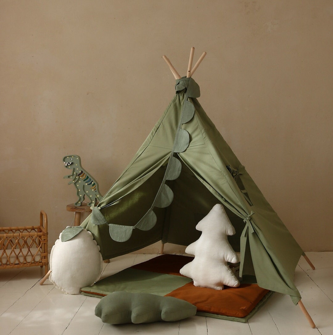 Dirty Mint Tipi With Mat / Kids Play Tent / Children Teepee Tent ...