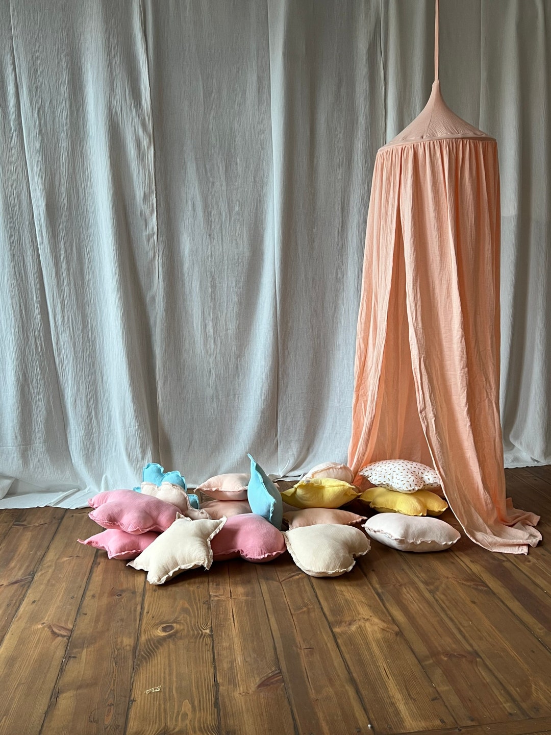 Canopy "peach" Muslin // Salmon Bed Canopy // Crib Canopy // Kids Room ...