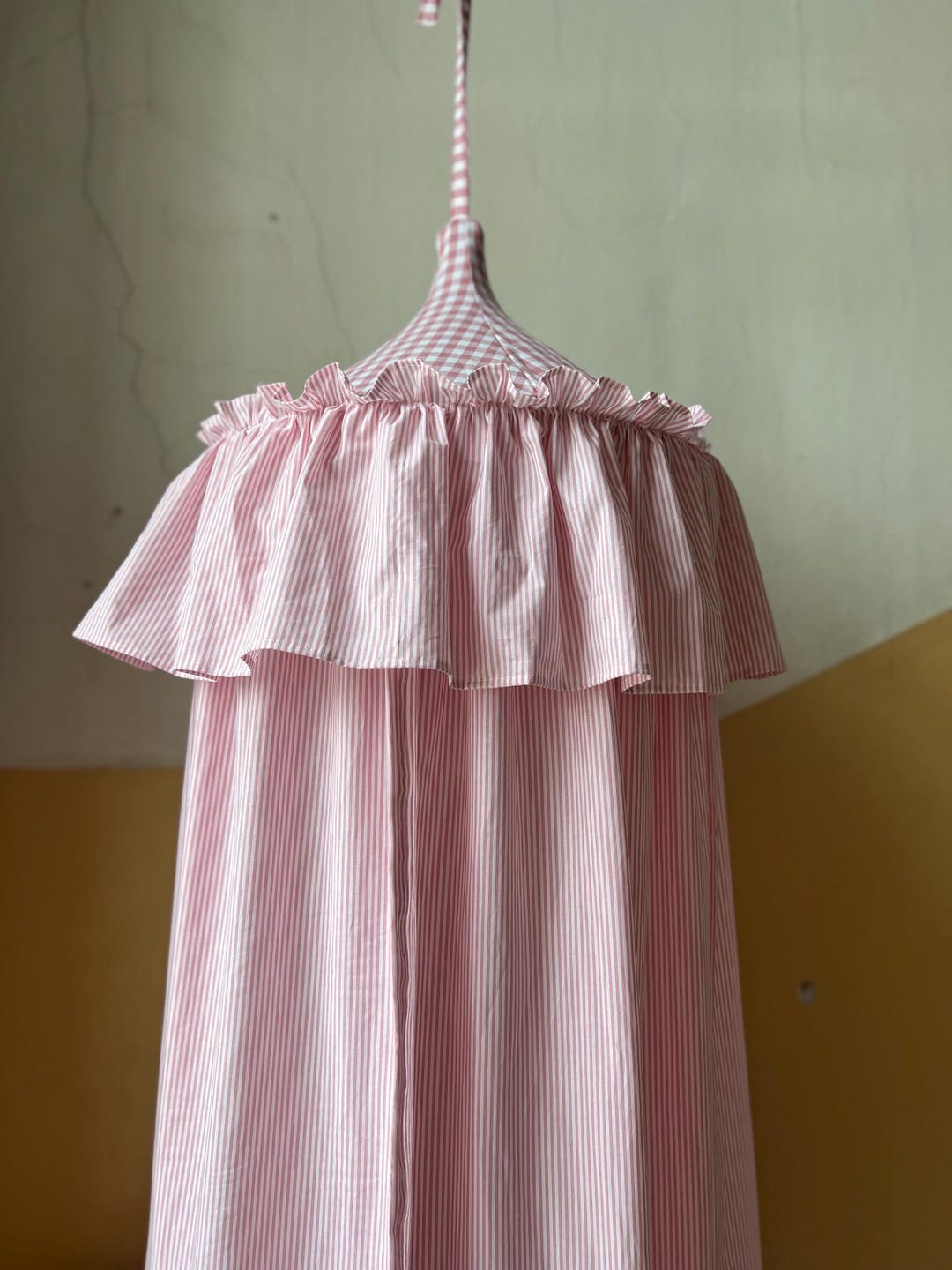 Handmade Pink Gingham Canopy With Ruffle: Nursery Decor - Etsy