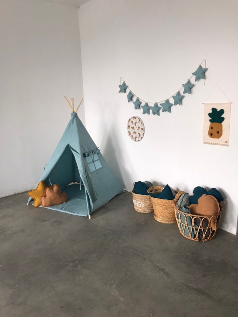 XXL Tipi Set // Teepee Linen With Mat // Dusty Mint Kids Tent - Etsy ...