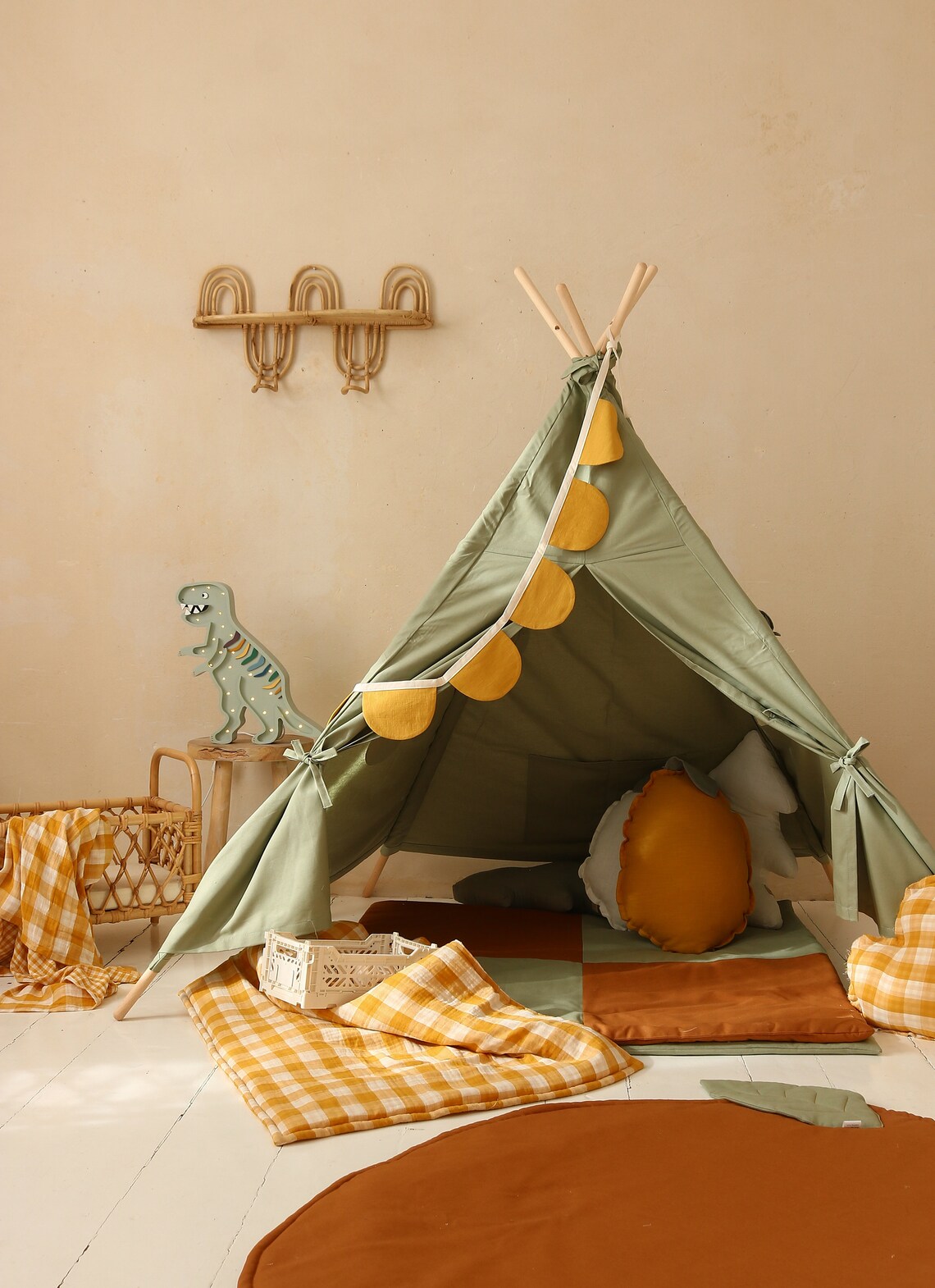 Dirty Mint Tipi With Mat / Kids Play Tent / Children Teepee - Etsy