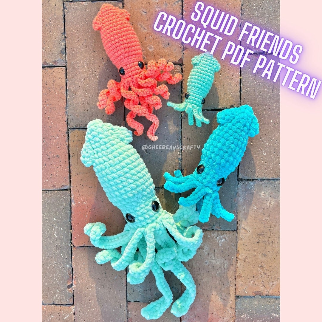 Squid Friends Crochet Pattern | 2 in 1 Squid Amigurumi PDF | LOW-SEW ...