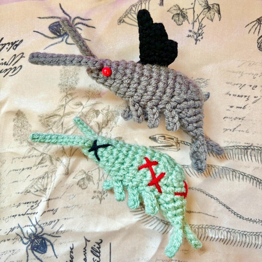 Spooky Shrimp Crochet Plushies | Zombie Mothman Shrimps - Etsy