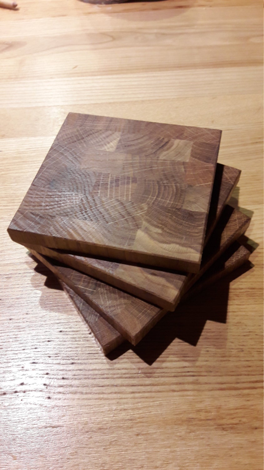 Rustic Oak Square Coasters Set of 4, Gift for Wedding, Party and ...