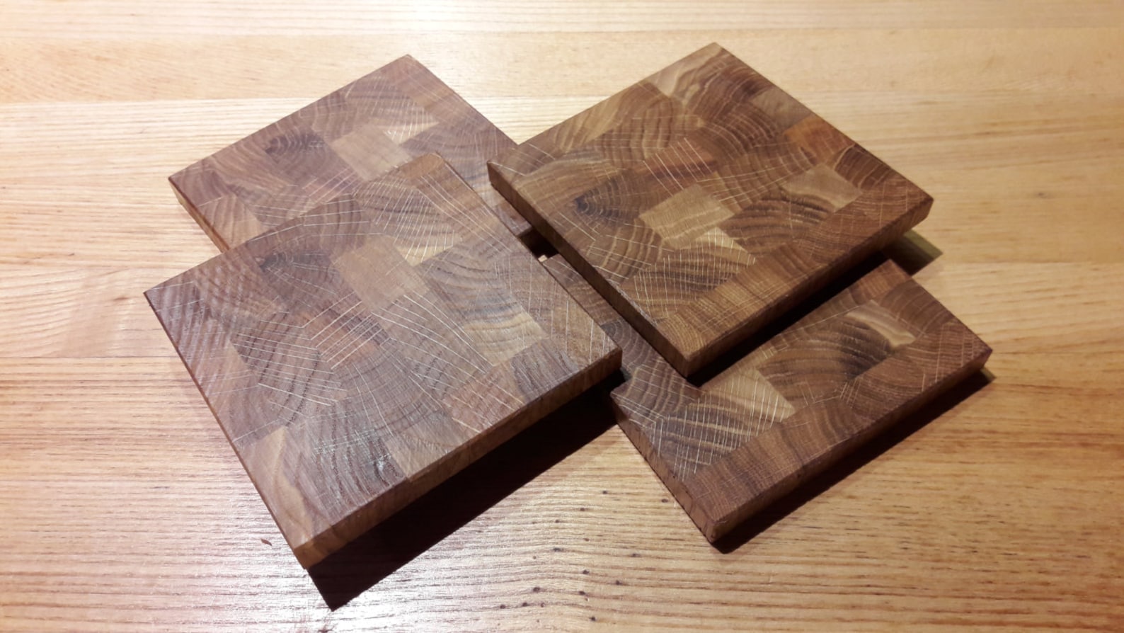 Rustic Oak Square Coasters Set of 4, Gift for Wedding, Party and ...