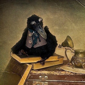 Teddy Raven Wise Old Black Raven Dressed in a Vest OOAK Collectible ...